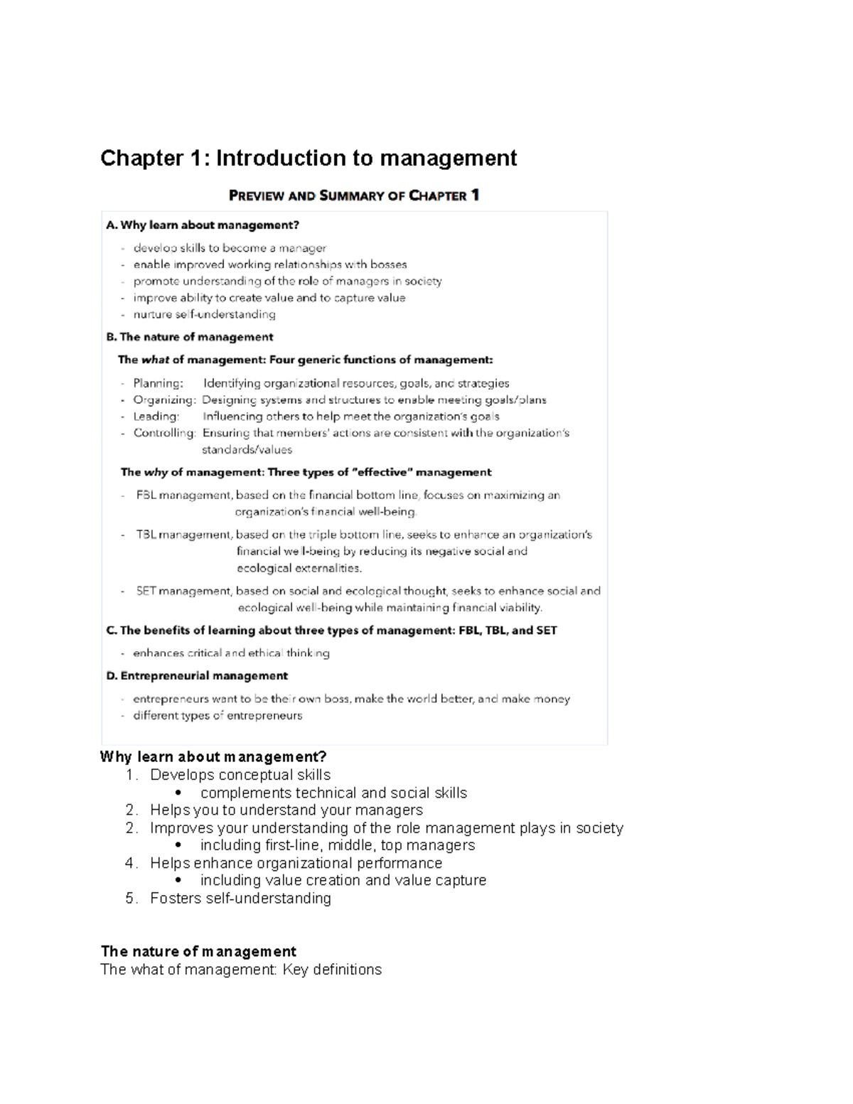 Chapter 1 - orgman part 1 - Chapter 1: Introduction to management Why ...