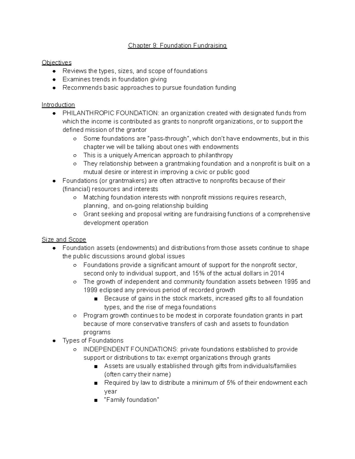 Chapter 9: Foundation Fundraising - Chapter 9: Foundation Fundraising Objectives Reviews the ...
