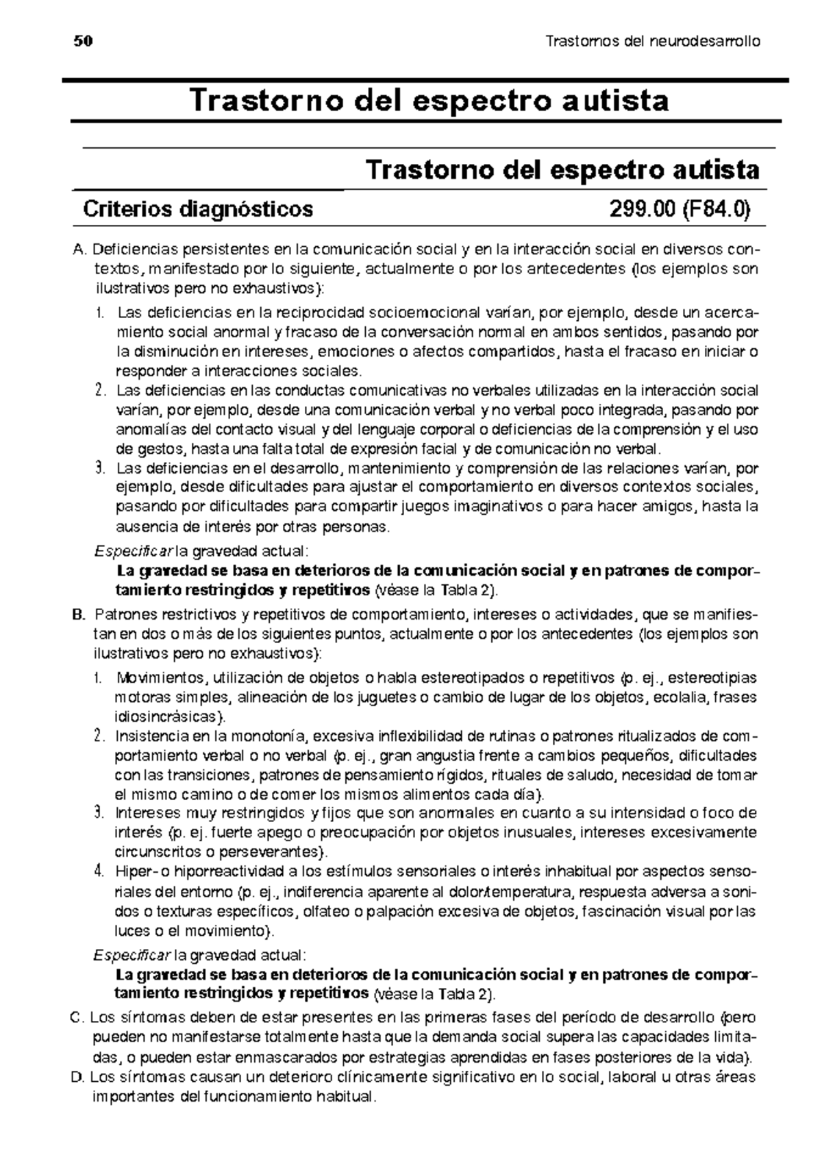 Criterios DSM 5 - 50 Trastornos del neurodesarrollo Trastorno del ...