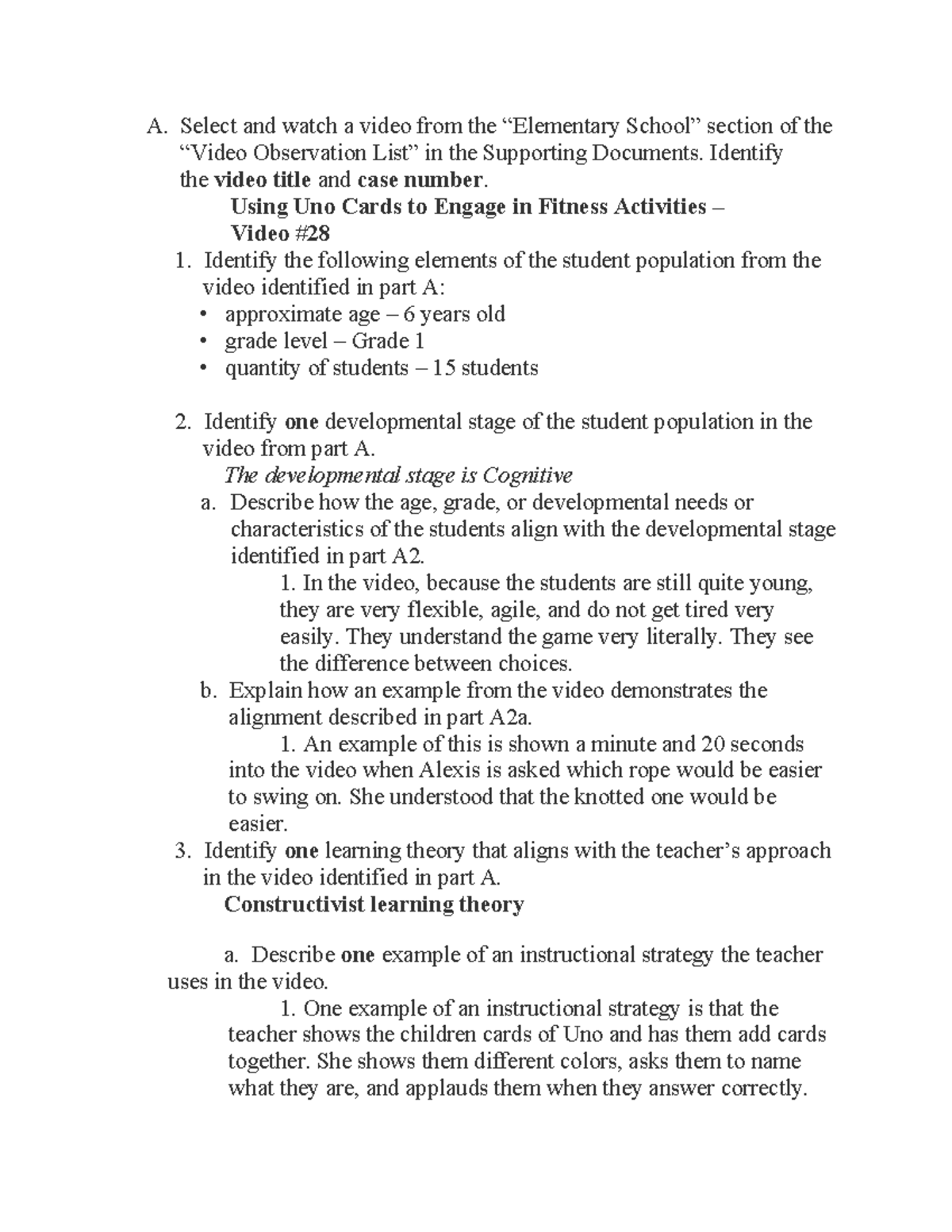 Education Paper - This is an assignment - A. Select and watch a video ...