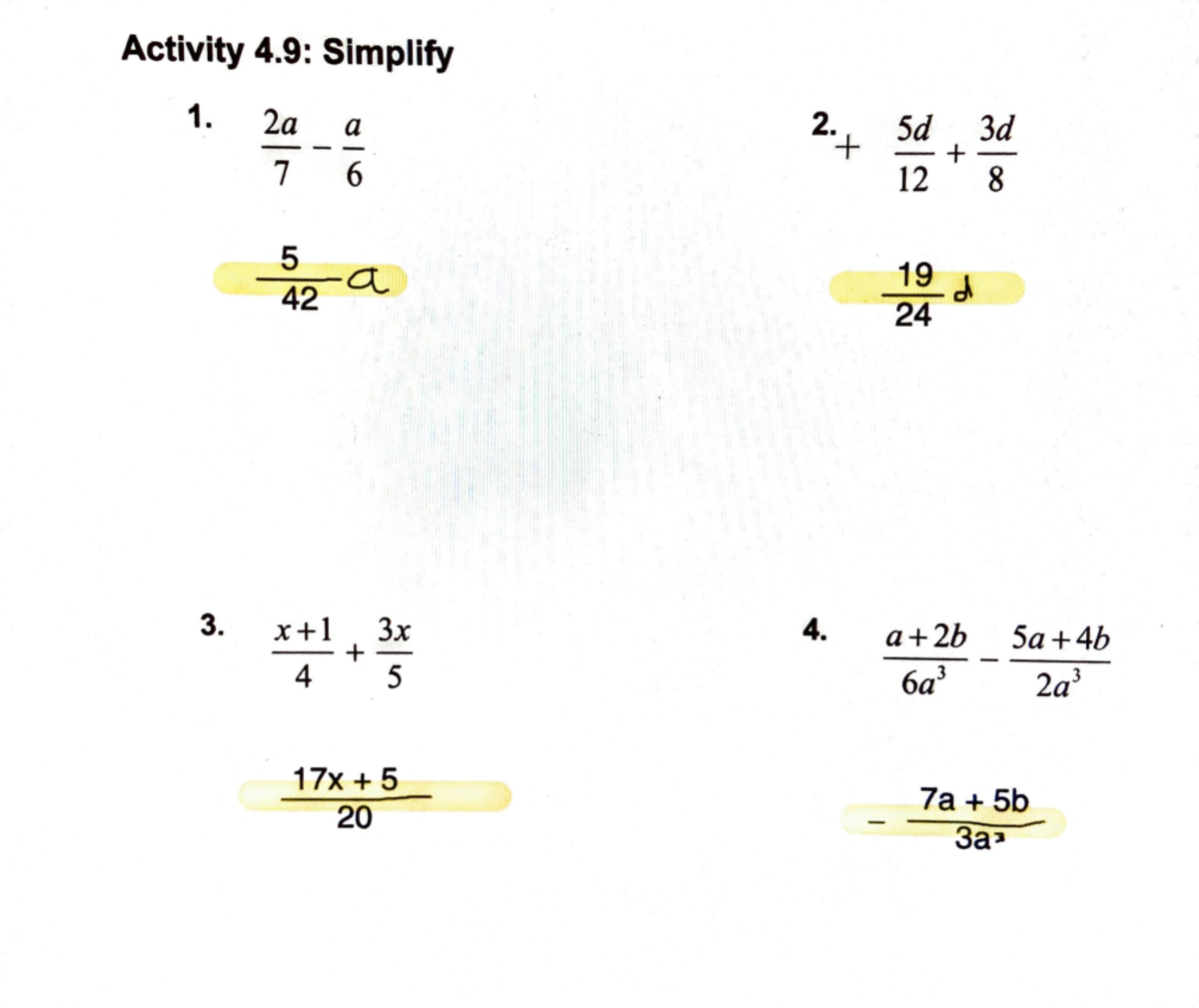 Week 5 pre-tutorial - Pre tutorial - Activity 4: Simplify 1. 2a a - 7 3 ...