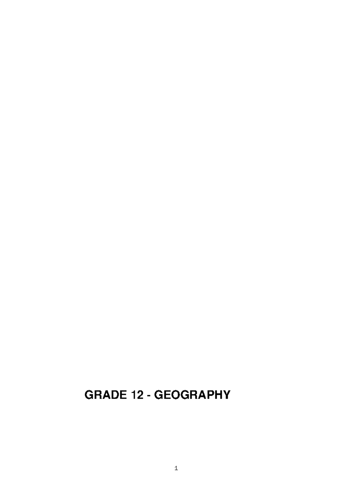 Geography - Grade 12 Notes - GRADE 12 - GEOGRAPHY Central places ...