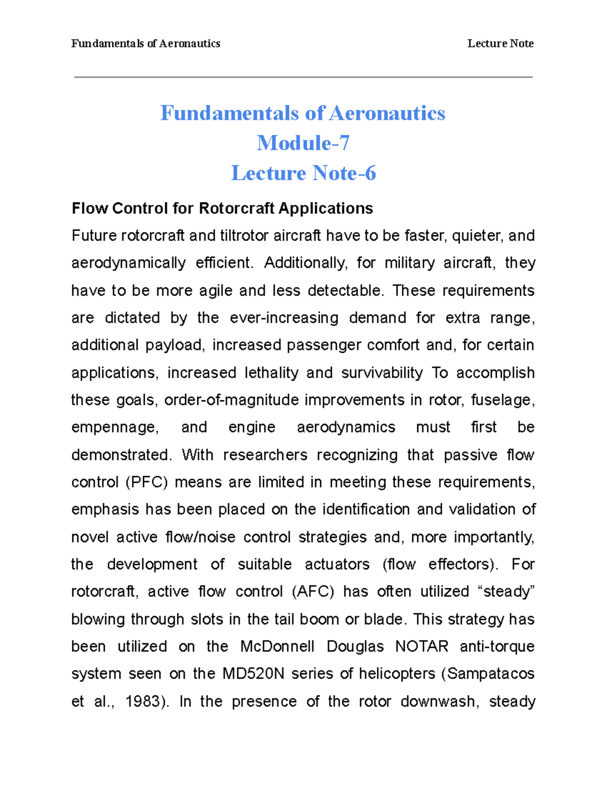 Fundamentals of Aeronautics Module 7 Lecture note 6 - Fundamentals of ...