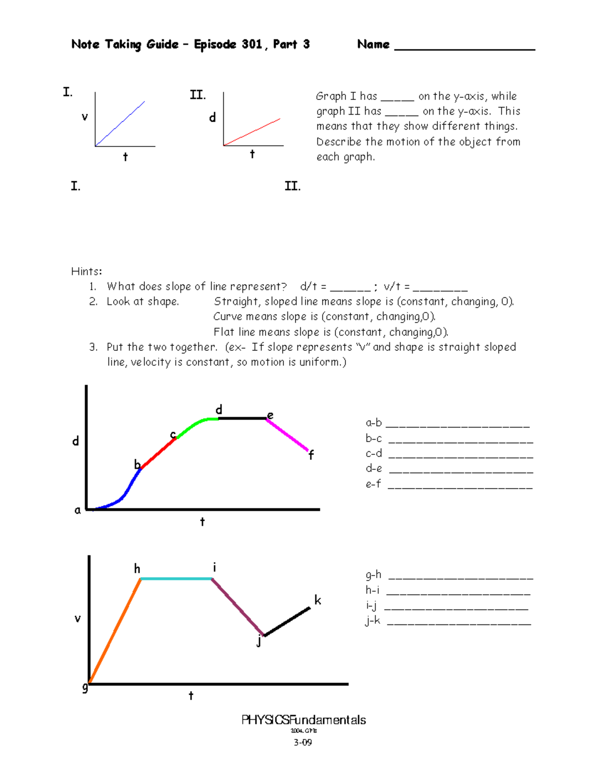Note ep301 pt3 - PHYSICS - Note Taking Guide – Episode 301, Part 3 Name