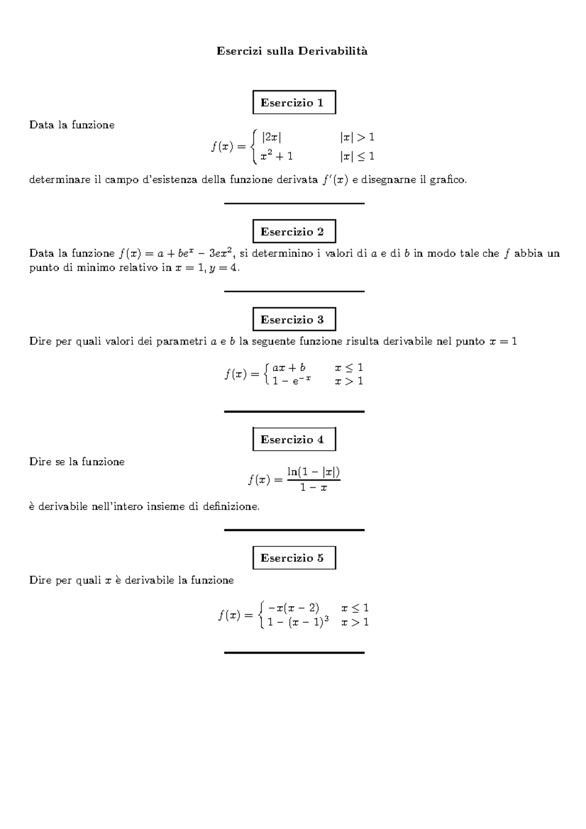 Esame Matematica 2016, domande - Prova orale, derivate - Prof. Roveda - Laurea triennale in ...