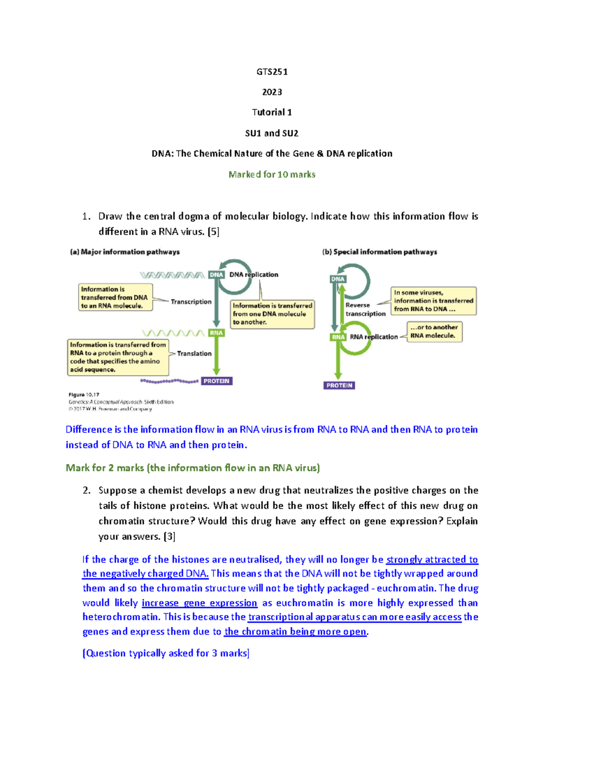 GTS 251 Tutorial 1 SU1&2 2023 MEMO - GTS 2023 Tutorial 1 SU1 and SU DNA ...