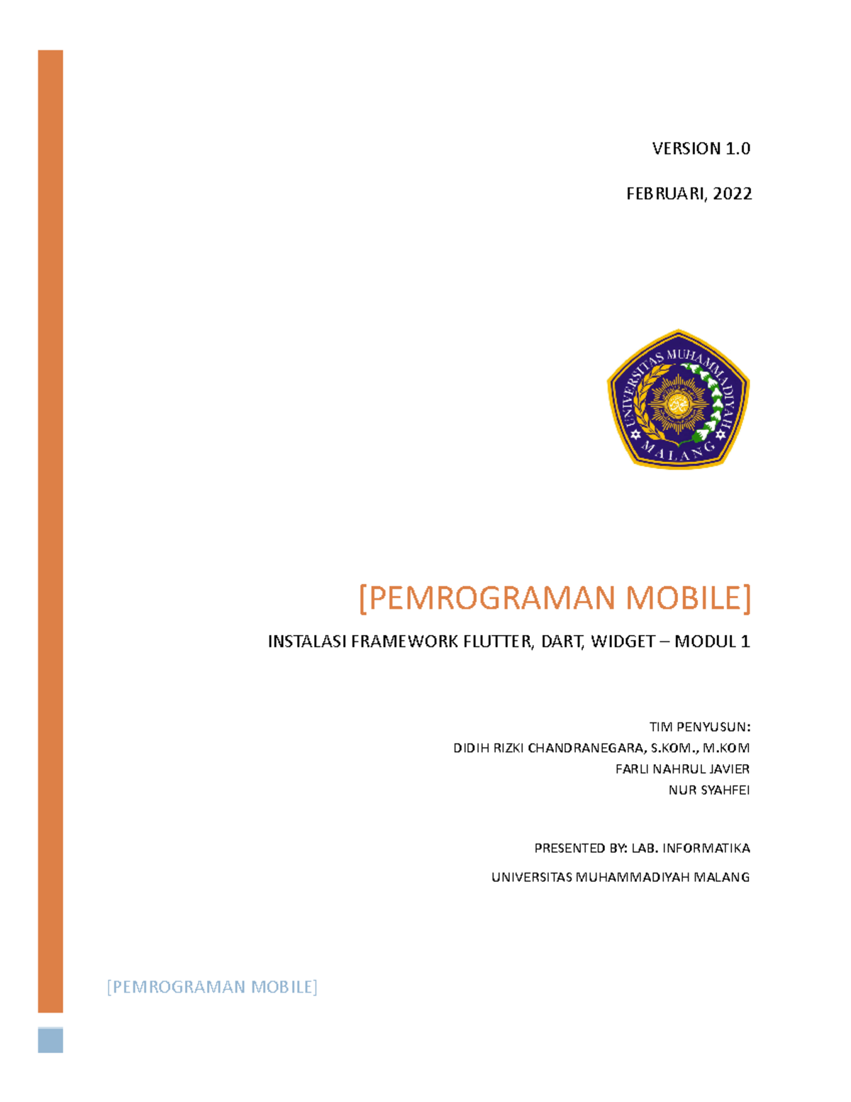 Modul 1 - VERSION 1. FEBRUARI, 2022 [PEMROGRAMAN MOBILE] INSTALASI ...