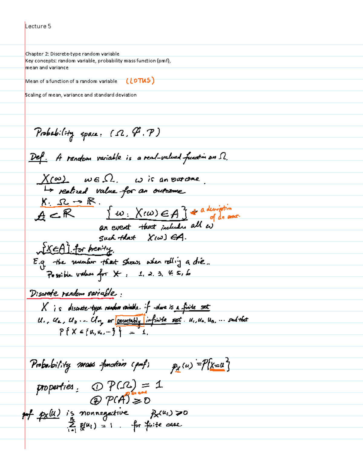 Lecture 5b - ECE 313 - Chapter 2: Discrete-type random variable Key concepts: random variable ...