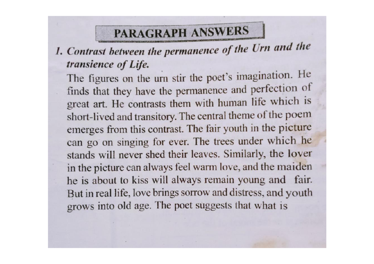 Chapter 8 paragraph answers - PARAGRAPH ANSWERS 1. Contrast between the ...