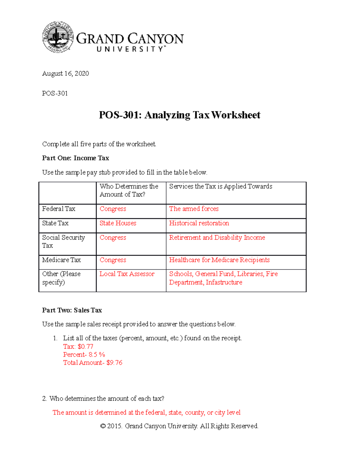 Topic 7 Worksheet - August 16, 2020 POS- POS-301: Analyzing Tax ...