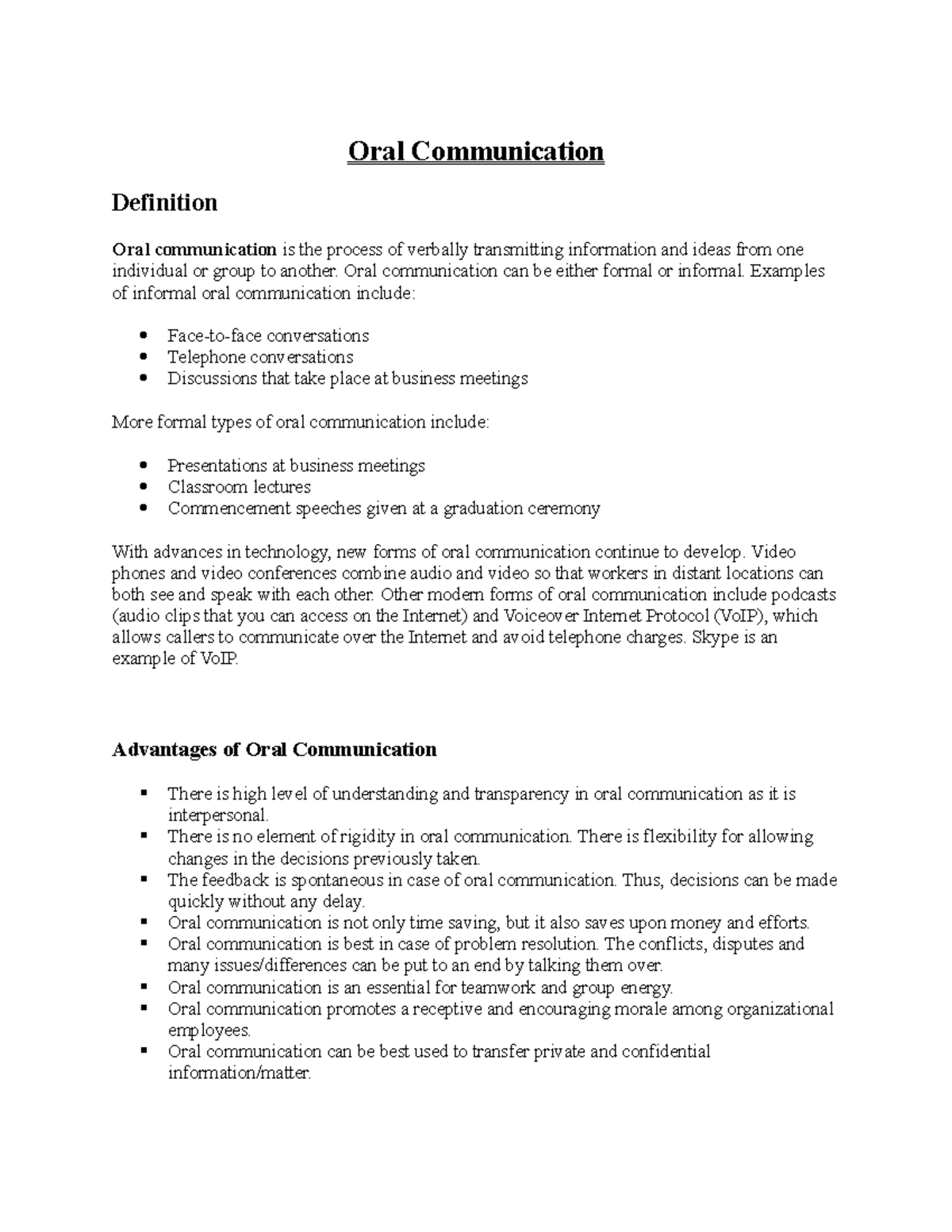 Oral Communication - Oral Communication Definition Oral communication ...