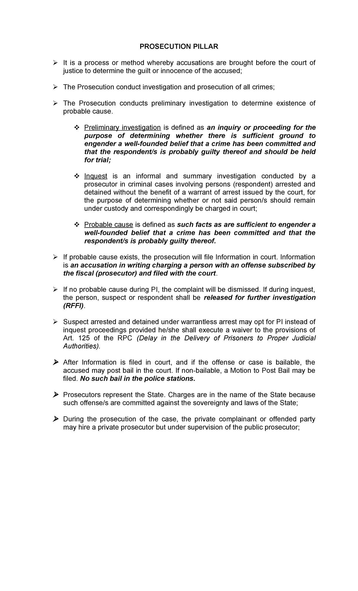 Other Pillars of PCJS - PROSECUTION PILLAR It is a process or method ...