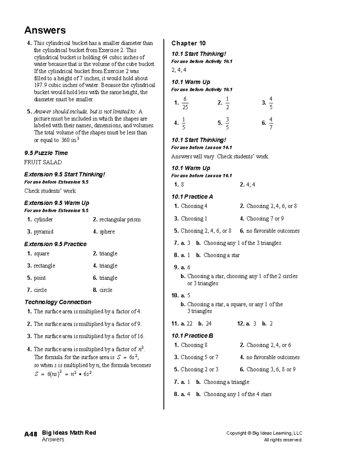 CH 10 Answers - For math - Big Ideas Math Red Copyright © Big Ideas ...