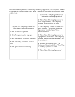 Compare Contrast GA, 3 WAYS, AND Superman - Use “The Gettysburg Address ...