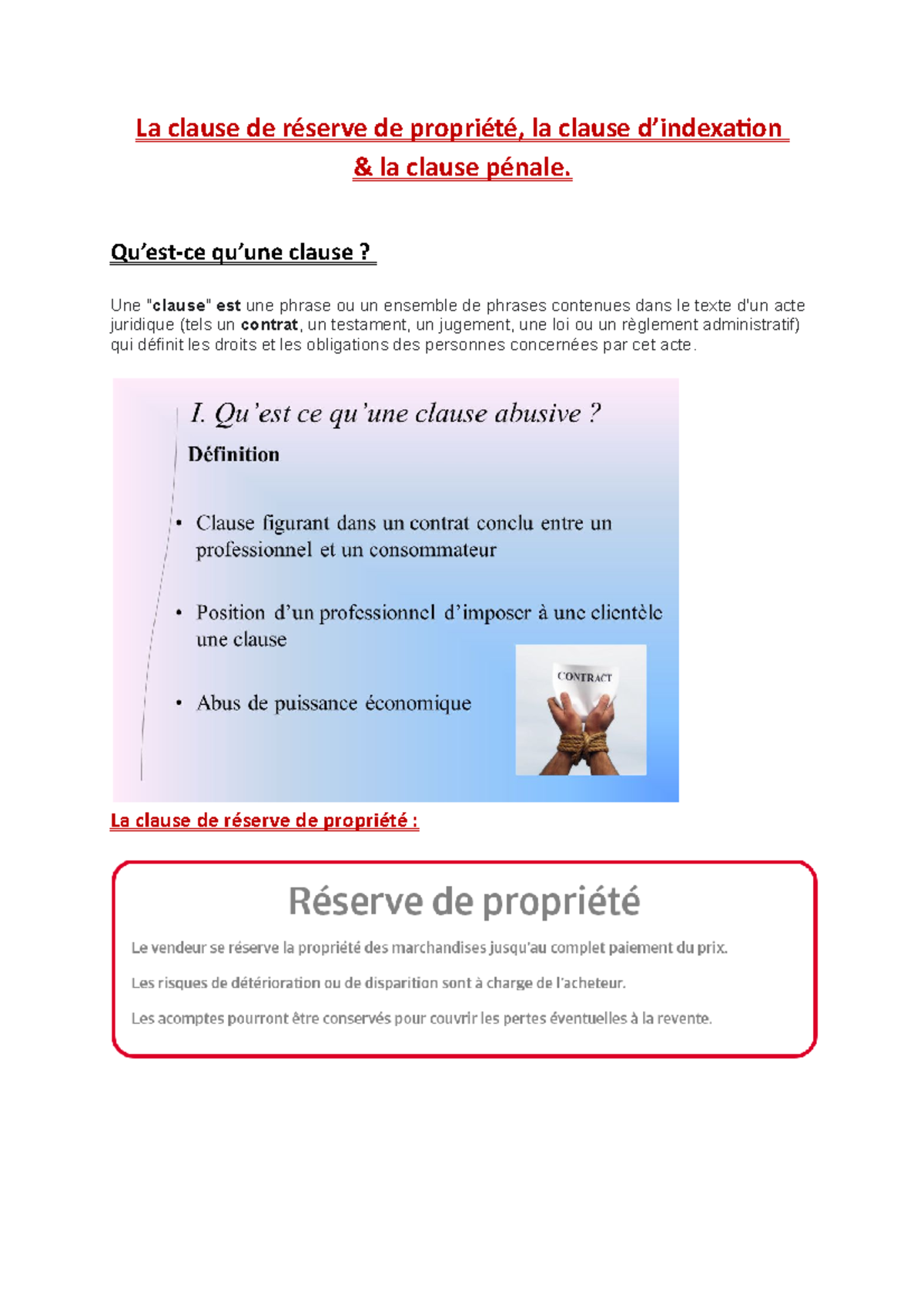 La clause de réserve de propriété - La clause de réserve de propriété ...