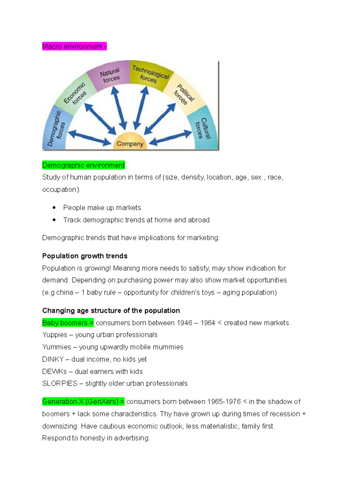 Marketing notes - chap 4 - part 2 - Macro Demographic environment Study ...