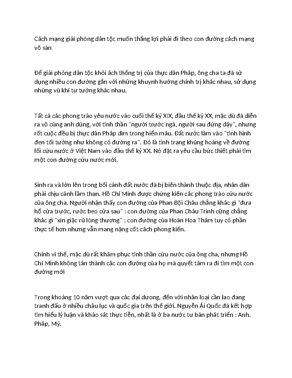 Thuyết trình - jgsj - Cách mạng giải phóng dân tộc muốn thắng lợi phải ...