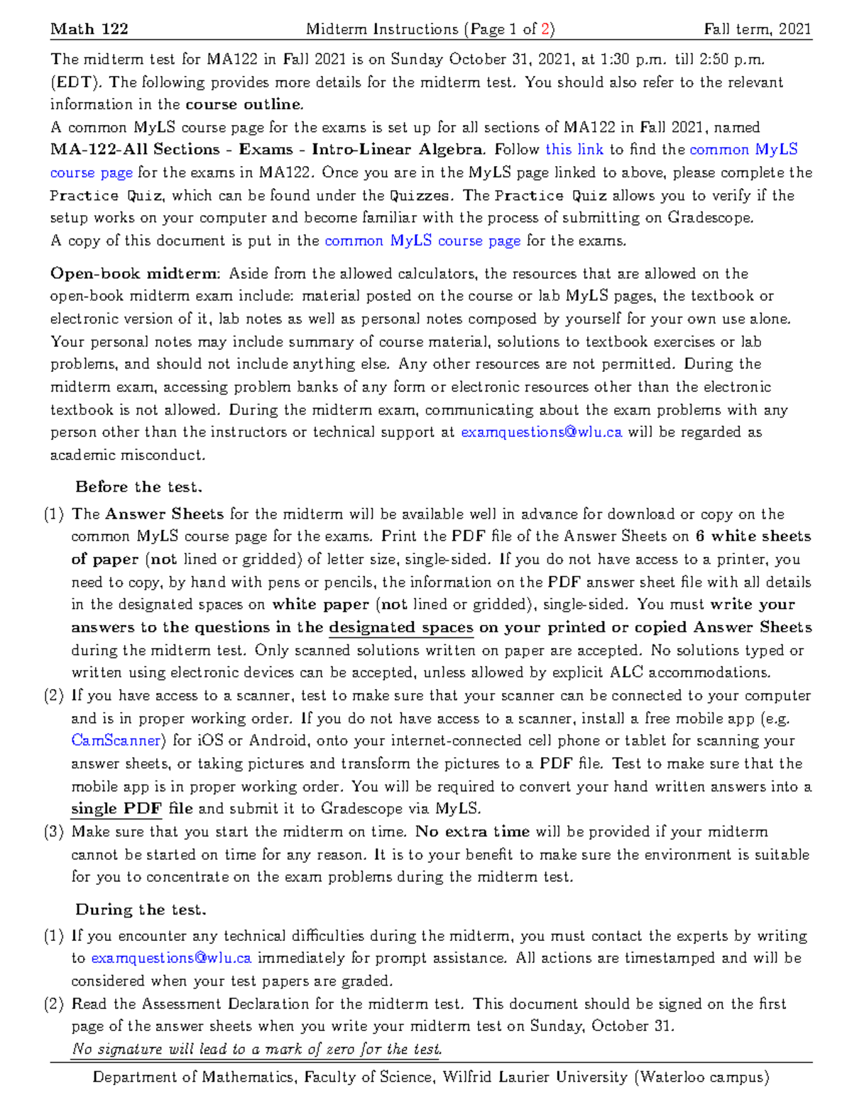 MA122 Fall 2021 Midterm Instructions - MA122 - WLU - Studocu