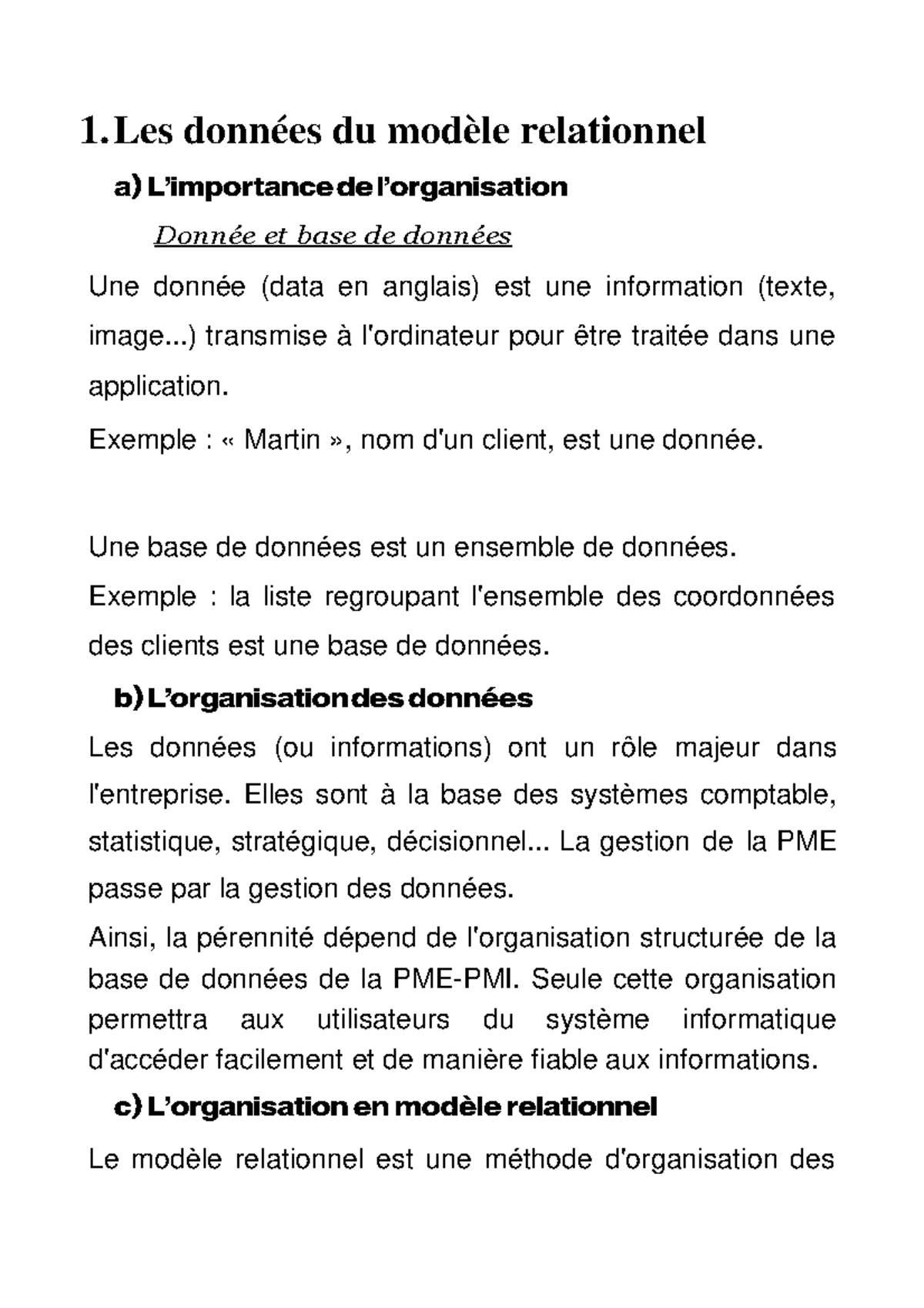 Les Données du Modèle Relationnel - 1. Les données du modèle ...