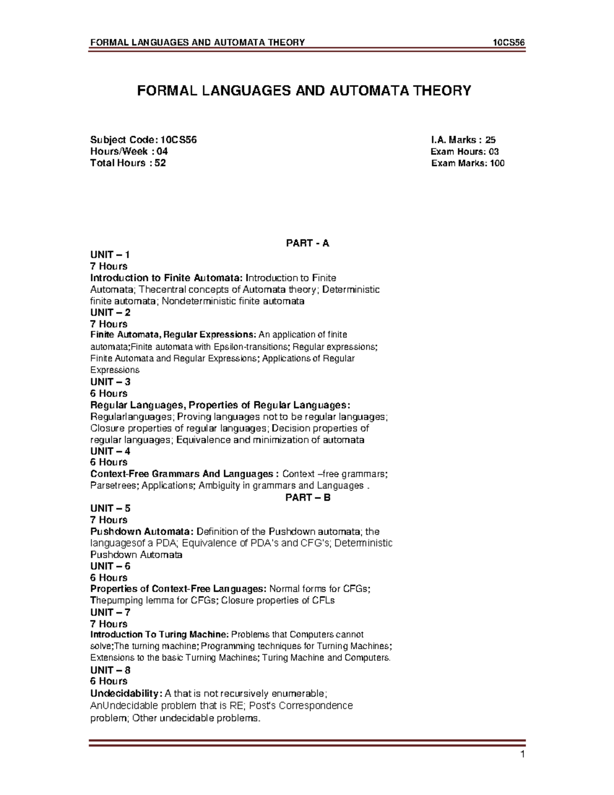 Formal-languages-and-automata-theory lecture notes - FORMAL LANGUAGES ...