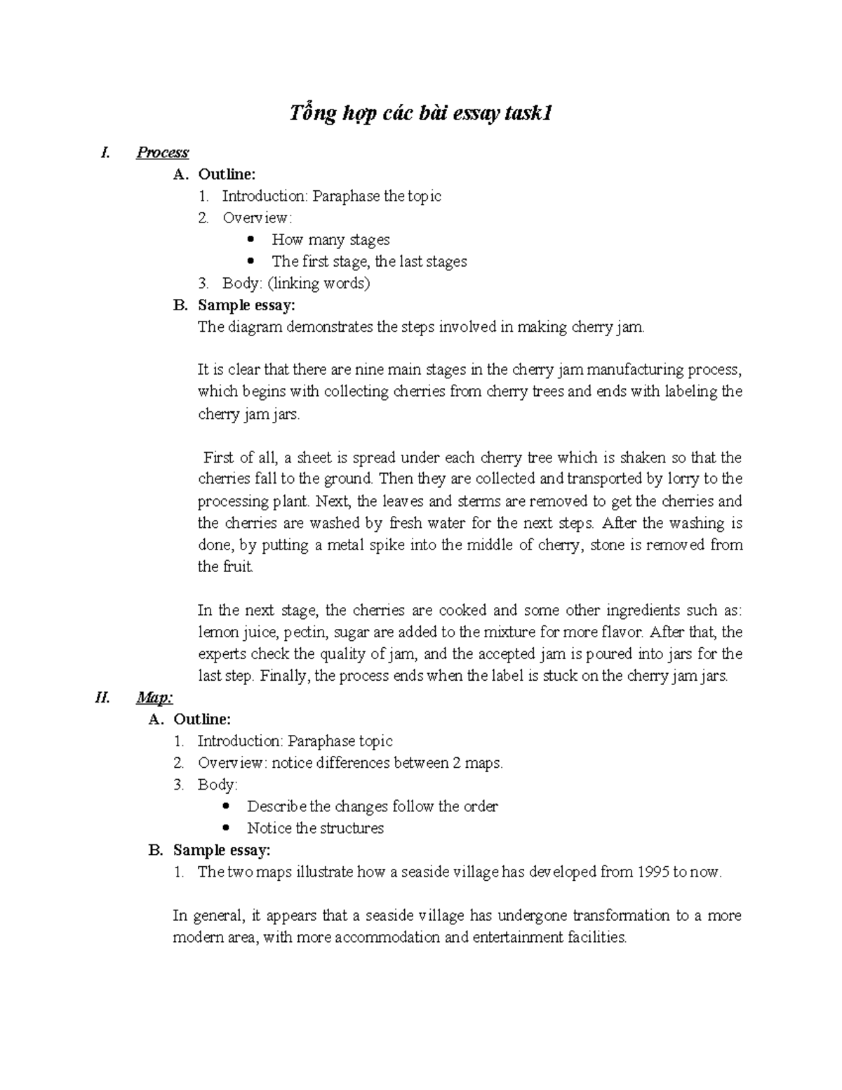 Outline review writing - Tổng hợp các bài essay task I. Process A ...
