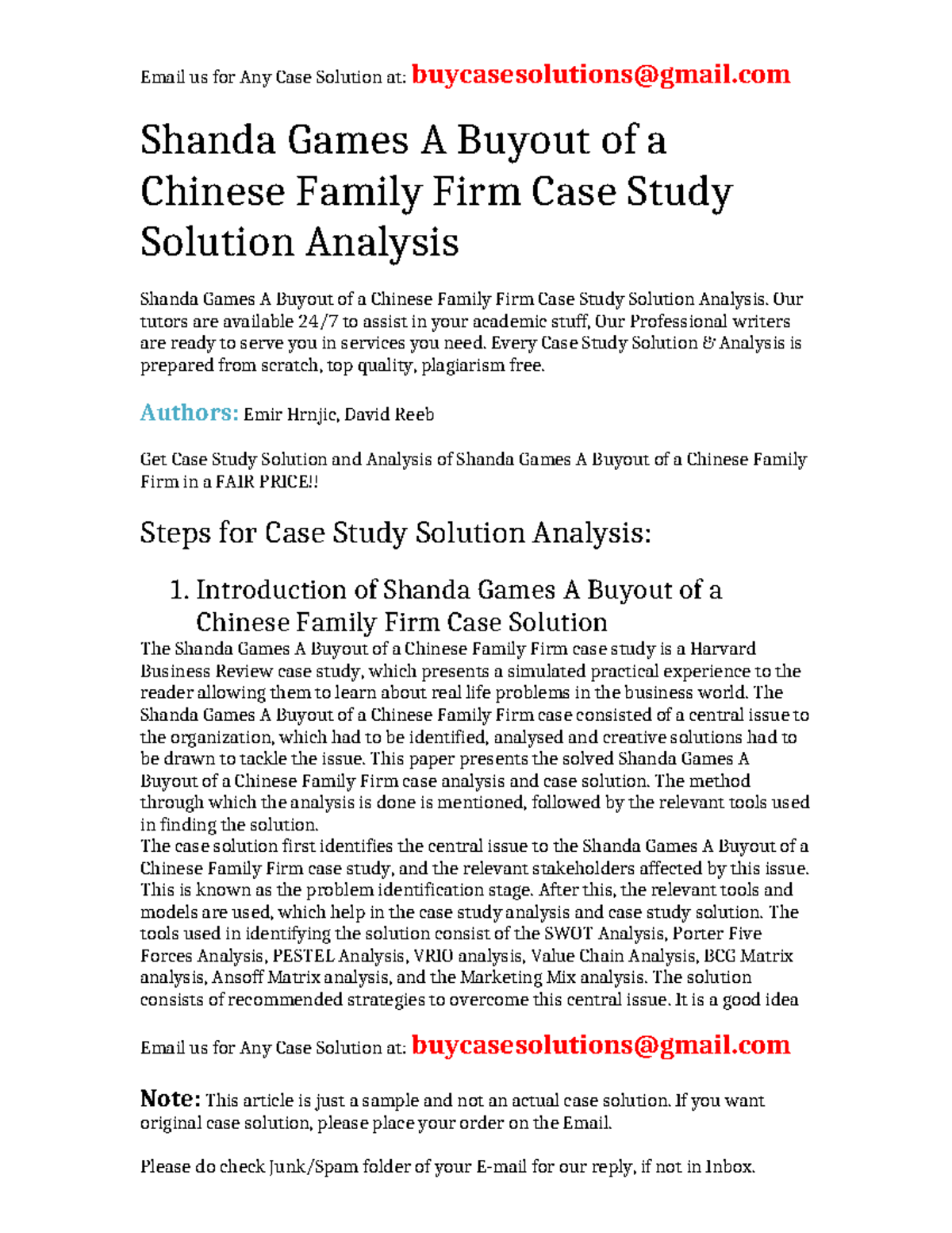 Case Solution Shanda Games A Buyout of a Chinese Family Firm - Shanda ...
