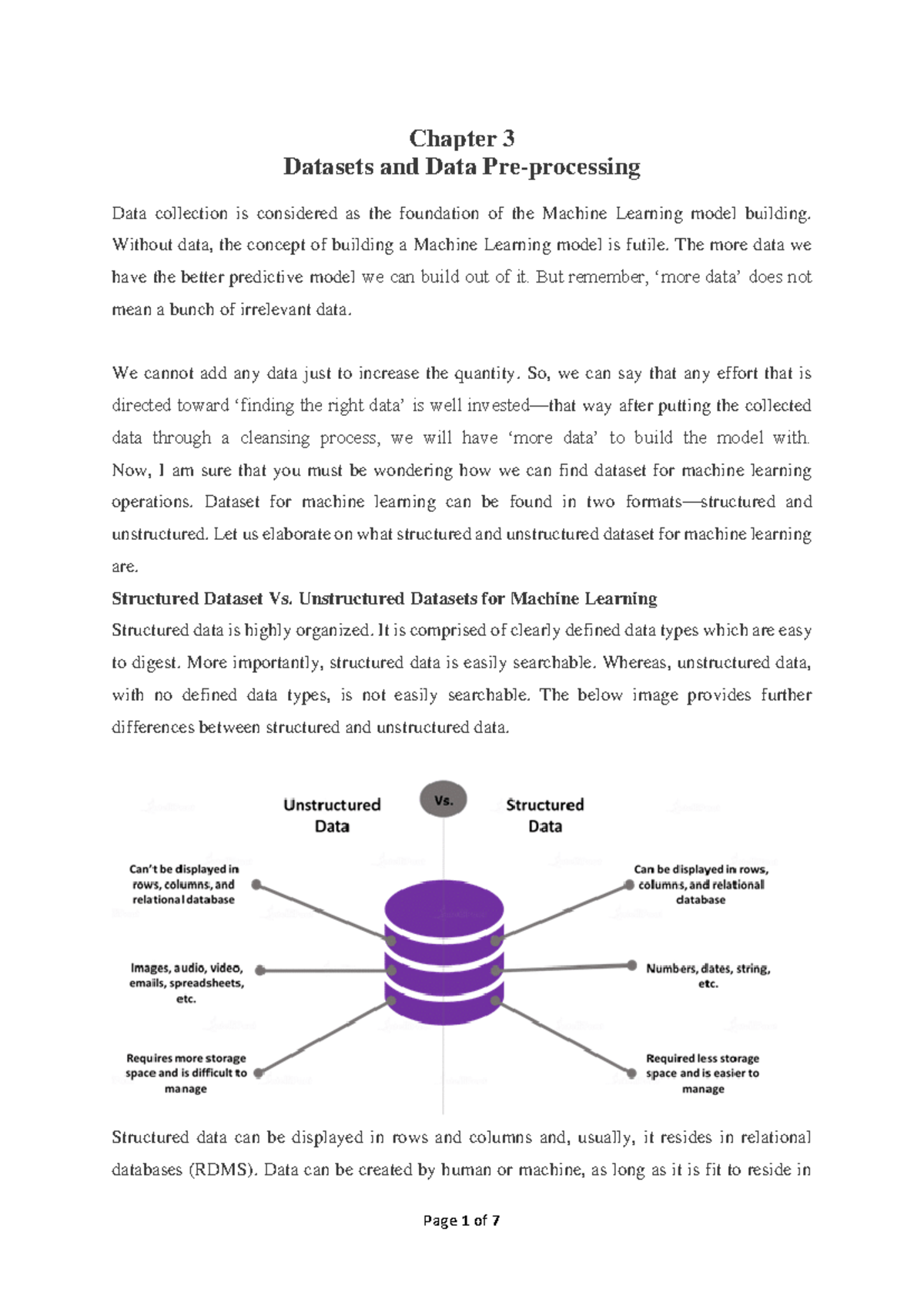 Chapter 3 Notes Datasets and data preprocessing - Chapter 3 Datasets ...