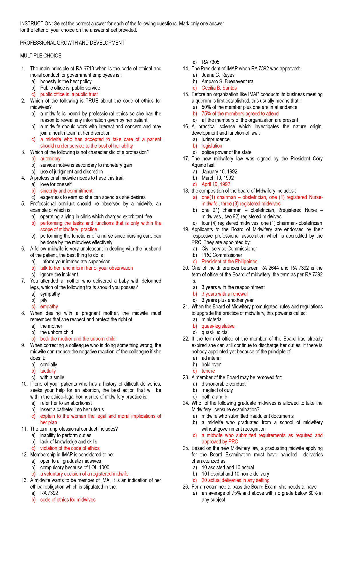 PGD-1 - Previous MLE - INSTRUCTION: Select the correct answer for each ...