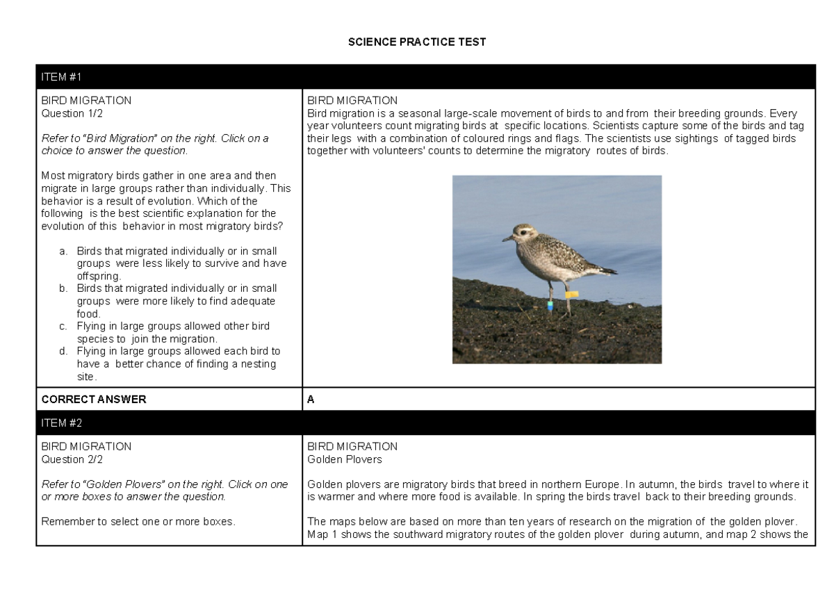 COPY Final PISA2025 Pretest Posttest Qs Science Answer Key - SCIENCE ...