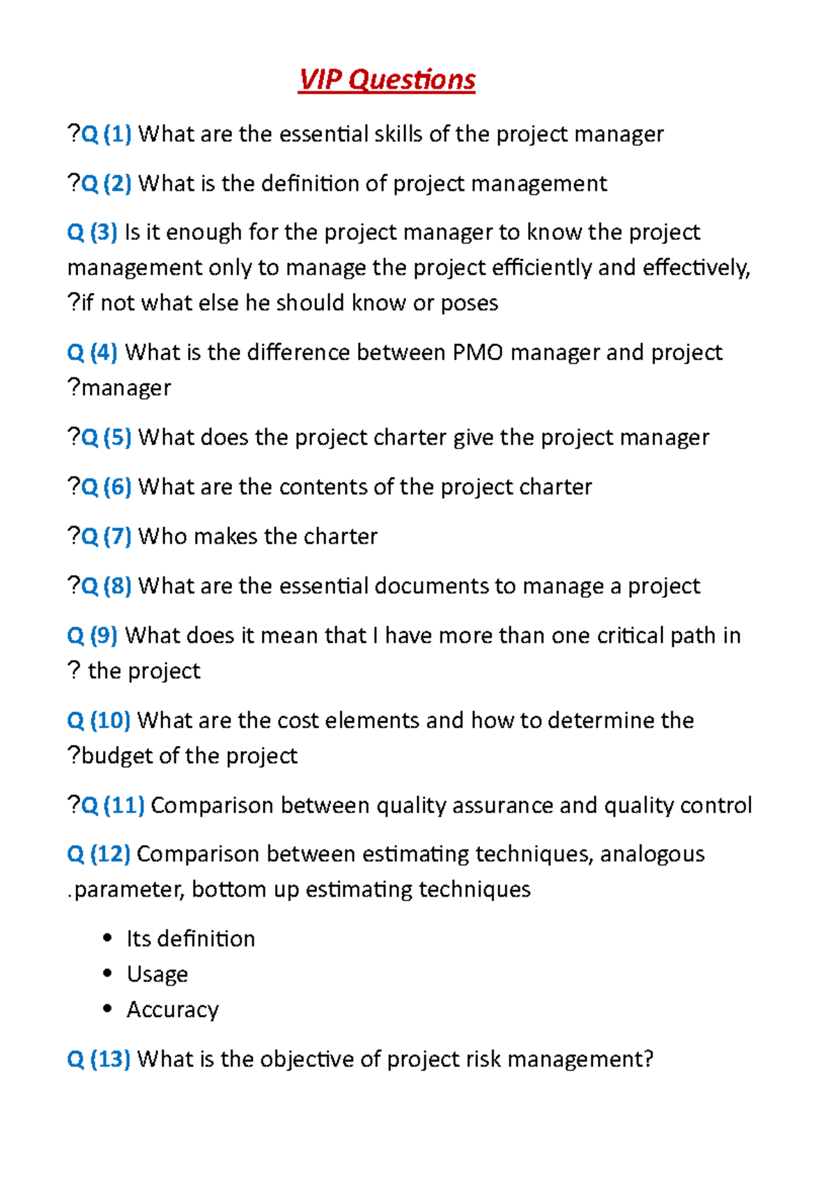 project management - parameter, bottom up estimating techniques Its ...
