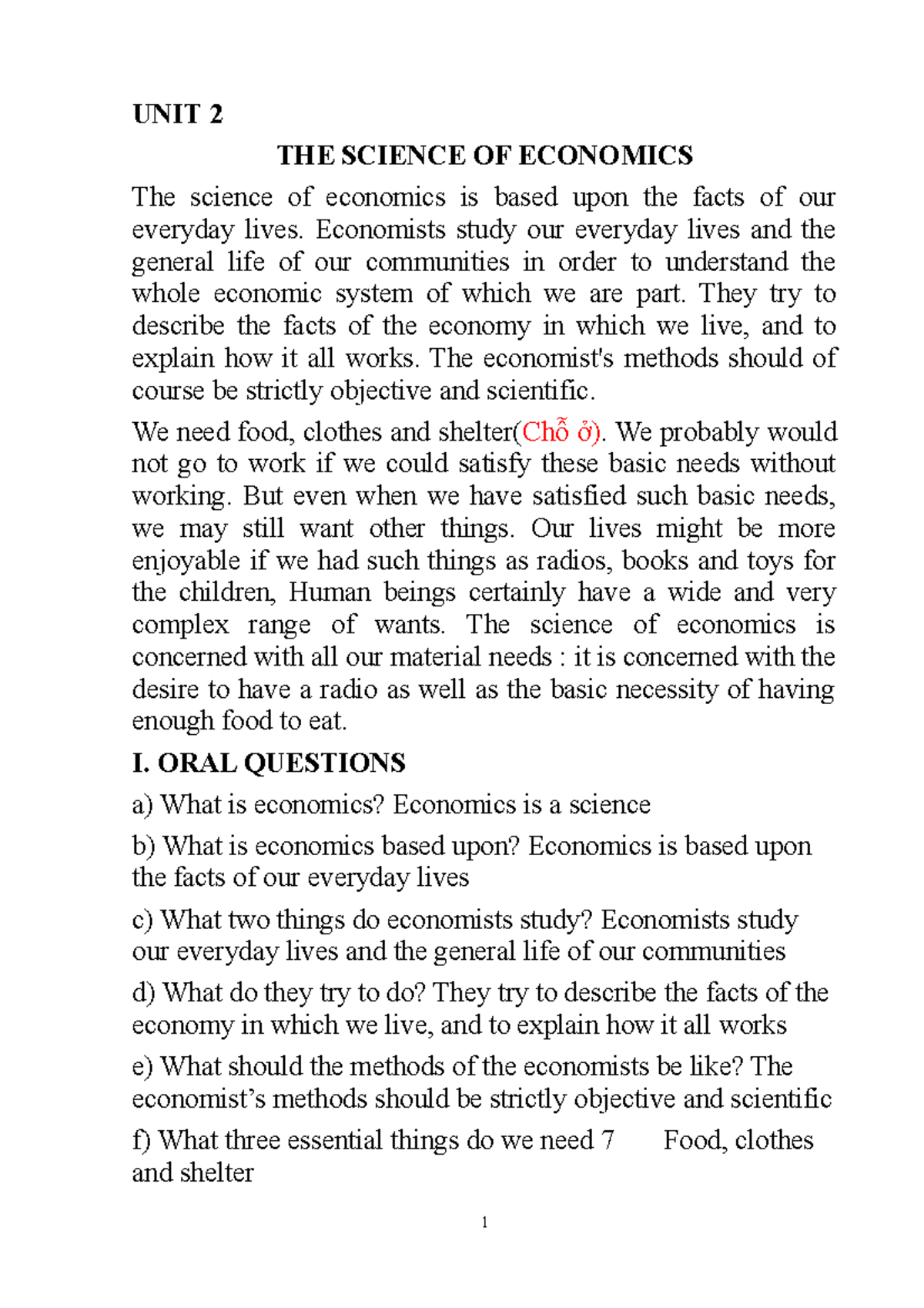 Reading BOOK For New Student UNIT 2 THE SCIENCE OF ECONOMICS The reading-book-for-new-student-unit-2-the-science-of-economics-the