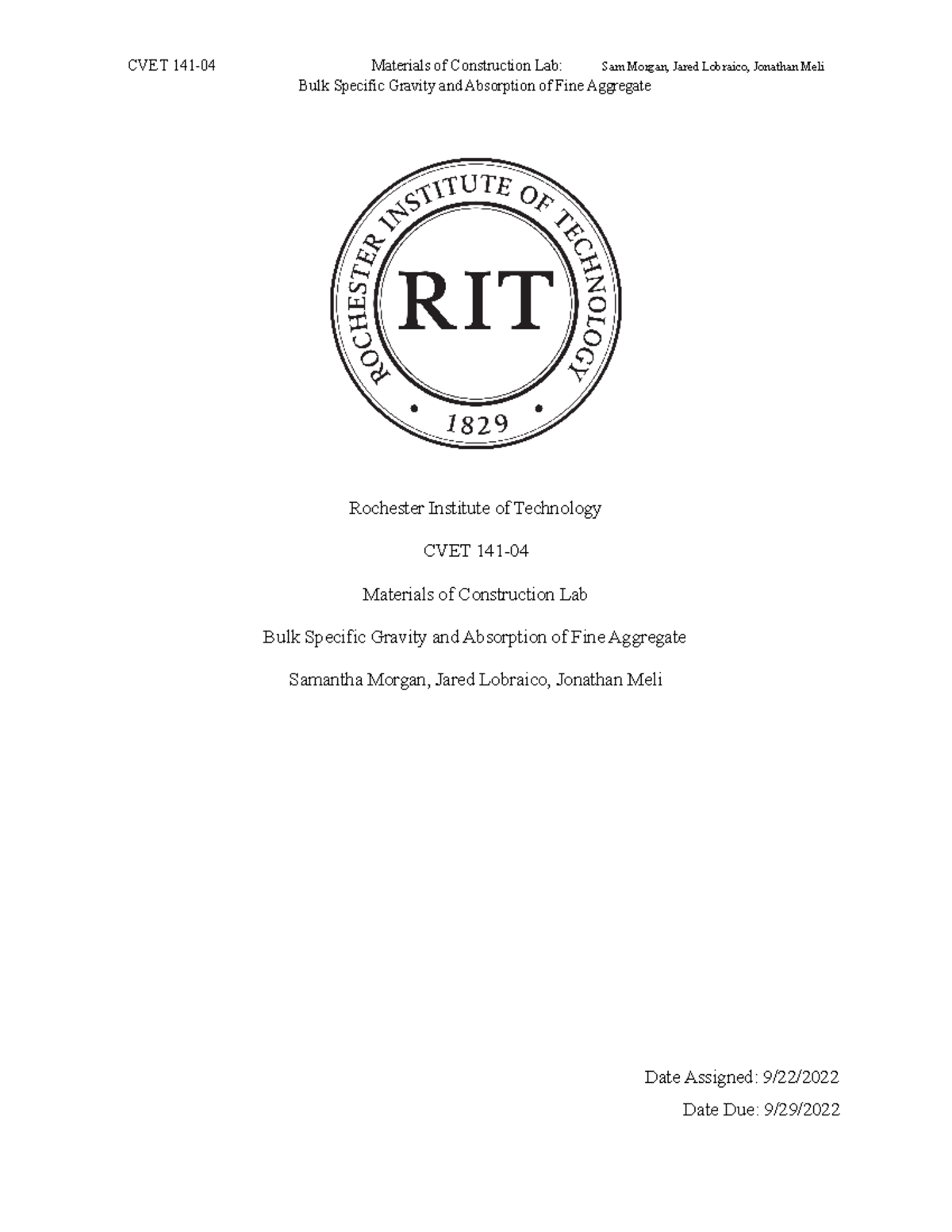 BSG FA Lab Write Up - Michael Khalid - Bulk Specific Gravity and ...