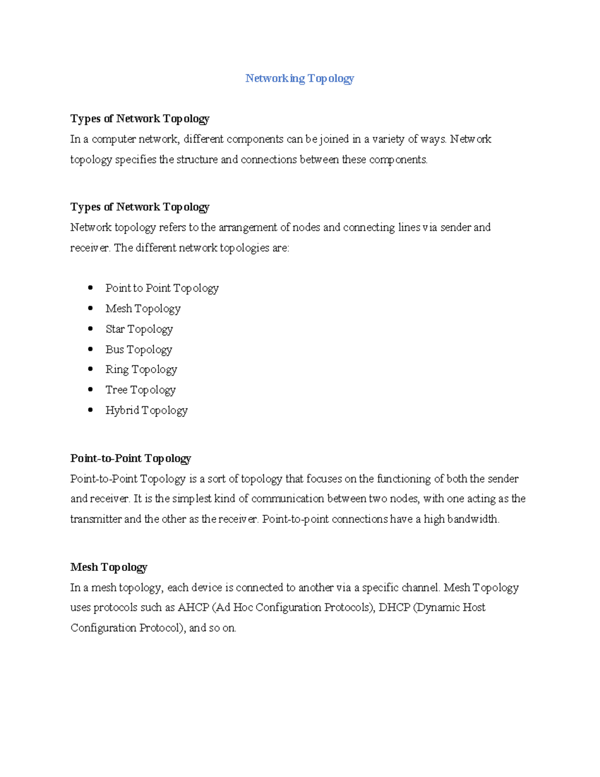 Networking Topologies - Networking Topology Types of Network Topology ...