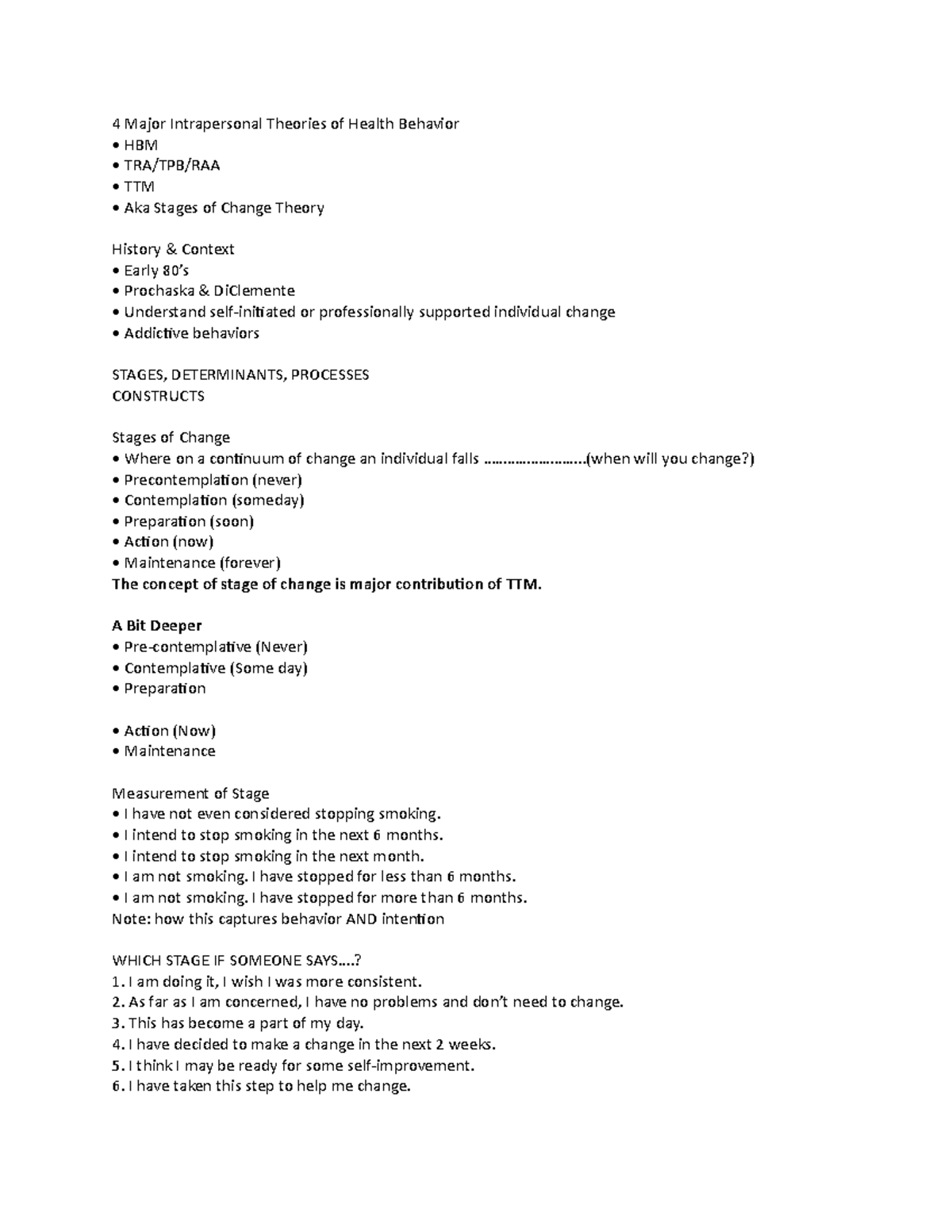 Transtheoretical Model - 4 Major Intrapersonal Theories of Health ...