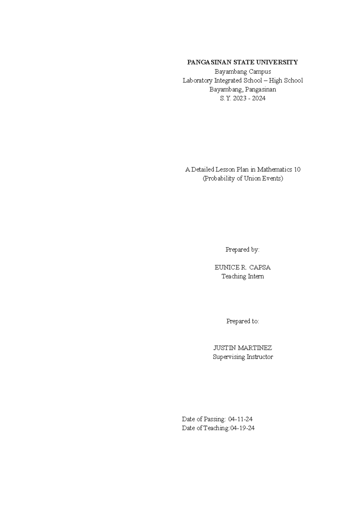 Capsa Eunice R. ( Finding THE Probability OF AUB)10 DLP - PANGASINAN ...