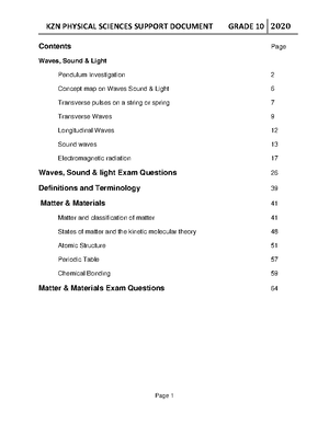 Physical Sciences Grade 10 Notes - PHYSICAL SCIENCES – GRADE Waves ...
