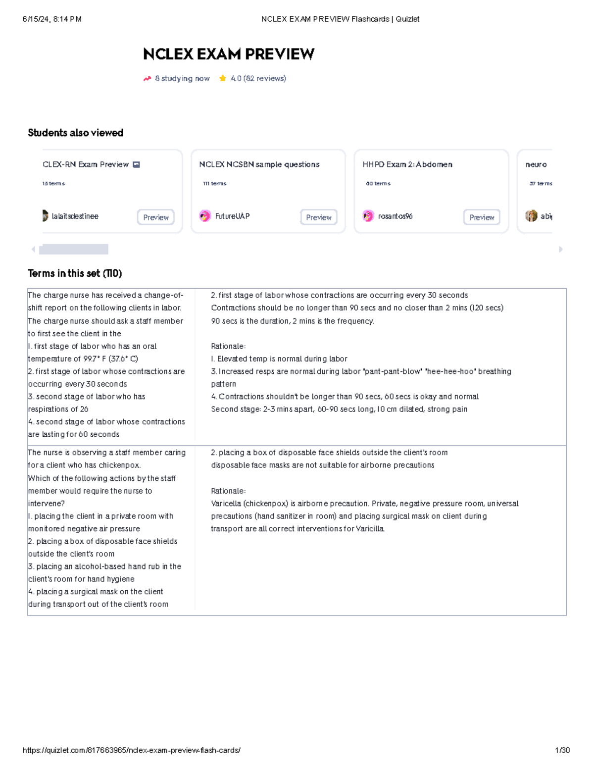 Nclex EXAM Preview - NCLEX EXAM PREVIEW 8 studying now 4 (82 reviews ...