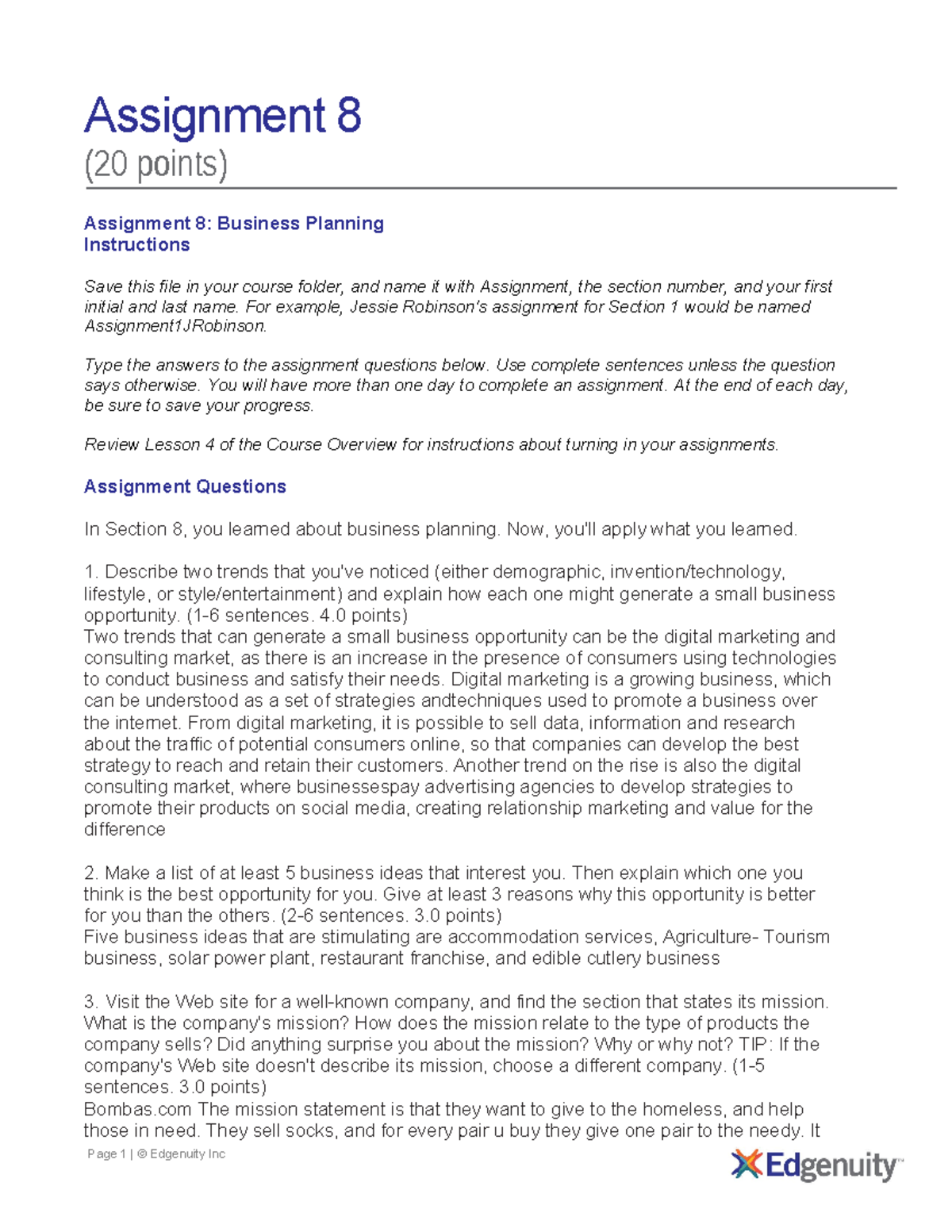 Assignment 8 - EL5732 - meow - Page 1 | © Edgenuity Inc Assignment 8 ...