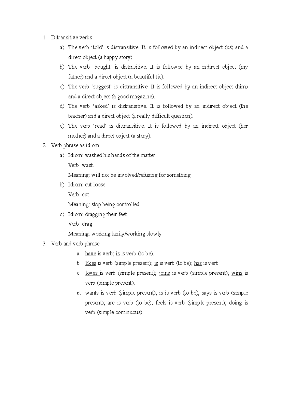 Identify grammar verb phrase n distransitive - Ditransitive verbs a ...