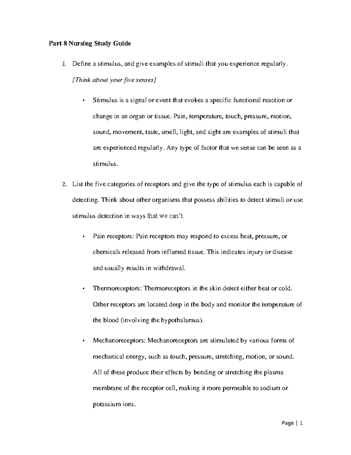 Part 8 Nursing Study Guide - Part 8 Nursing Study Guide Define a ...