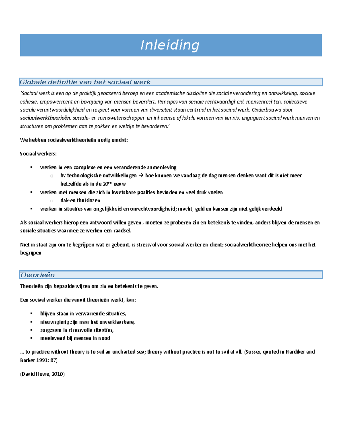 Samenvatting - Inleiding Globale definitie van het sociaal werk ...