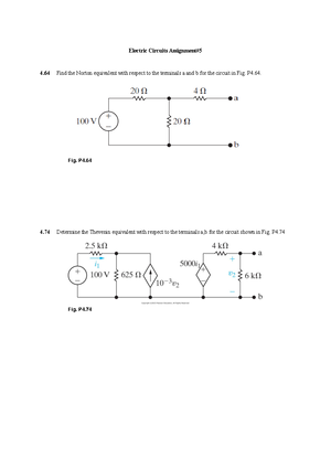 회로이론1 1장 솔루션 입니당 - Chapter 1 – Electric Circuit Variables ####### Exercises Exercise 1-1 Find ...