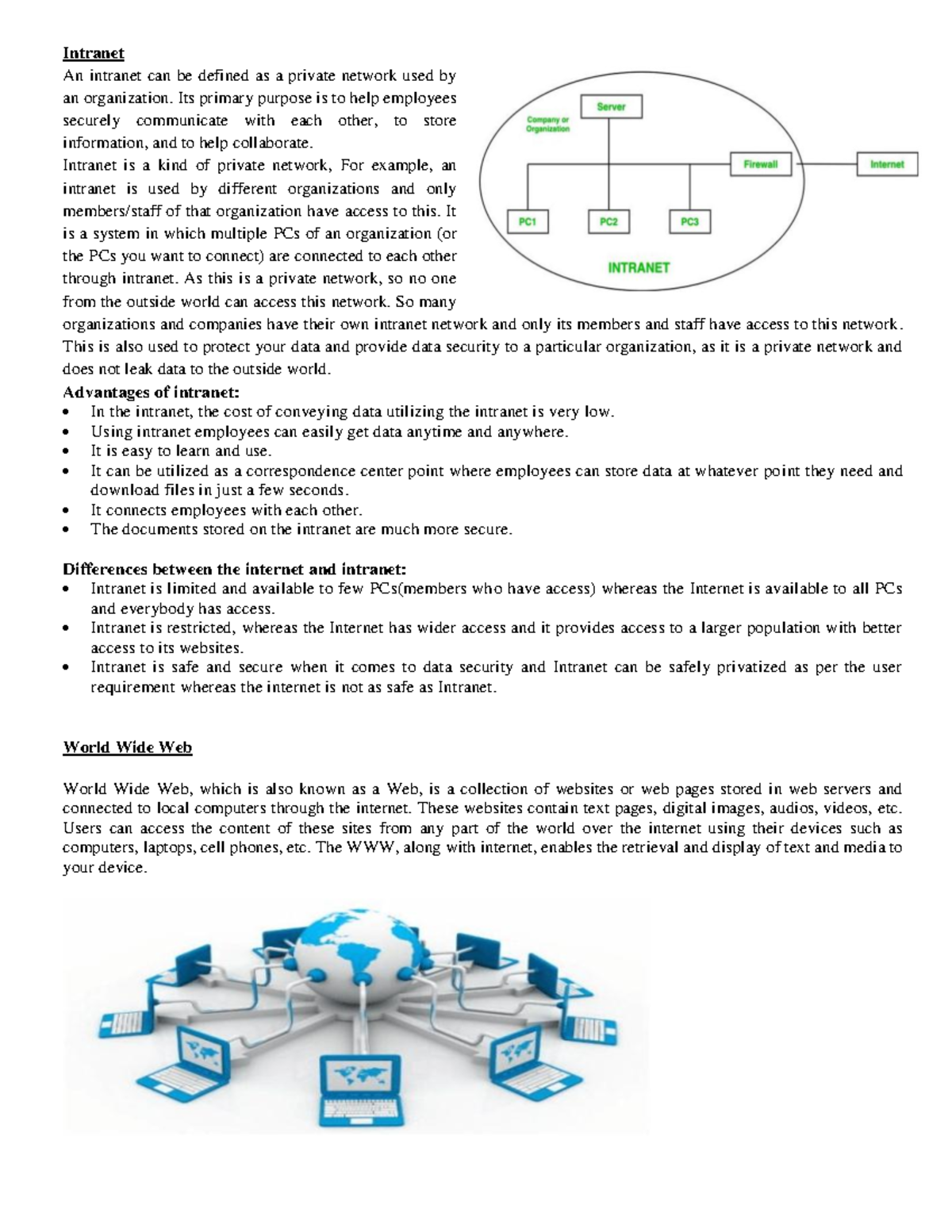 Intranet - Notes for PGDCA - Intranet An intranet can be defined as a ...