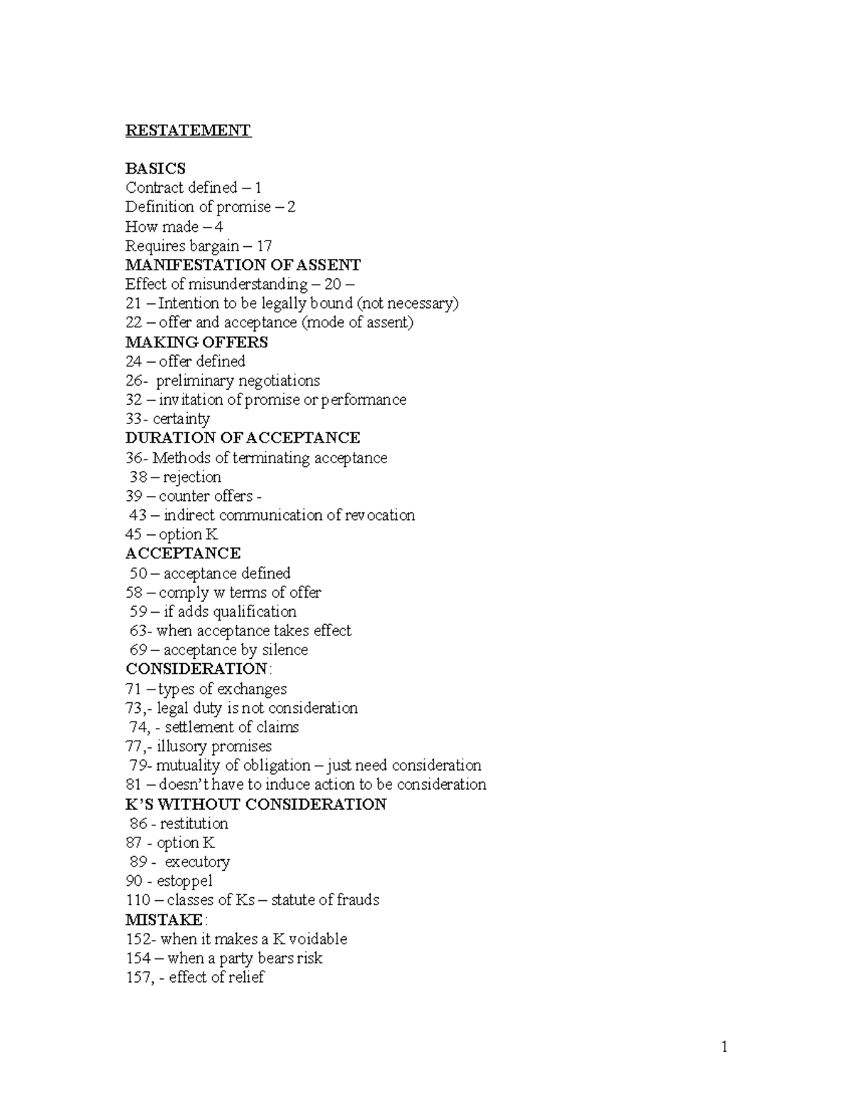 Ucc and restatement list - RESTATEMENT BASICS Contract defined – 1 ...