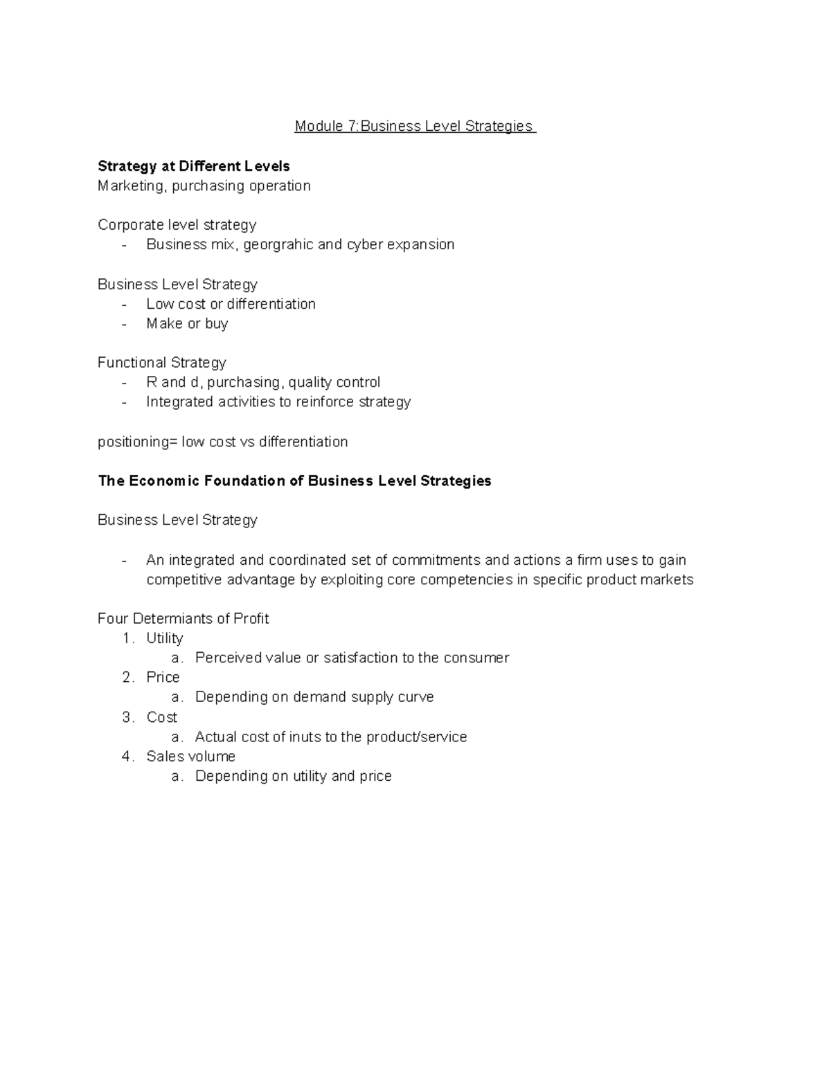 Module 7-12 Powerpoints - Module 7:Business Level Strategies Strategy ...