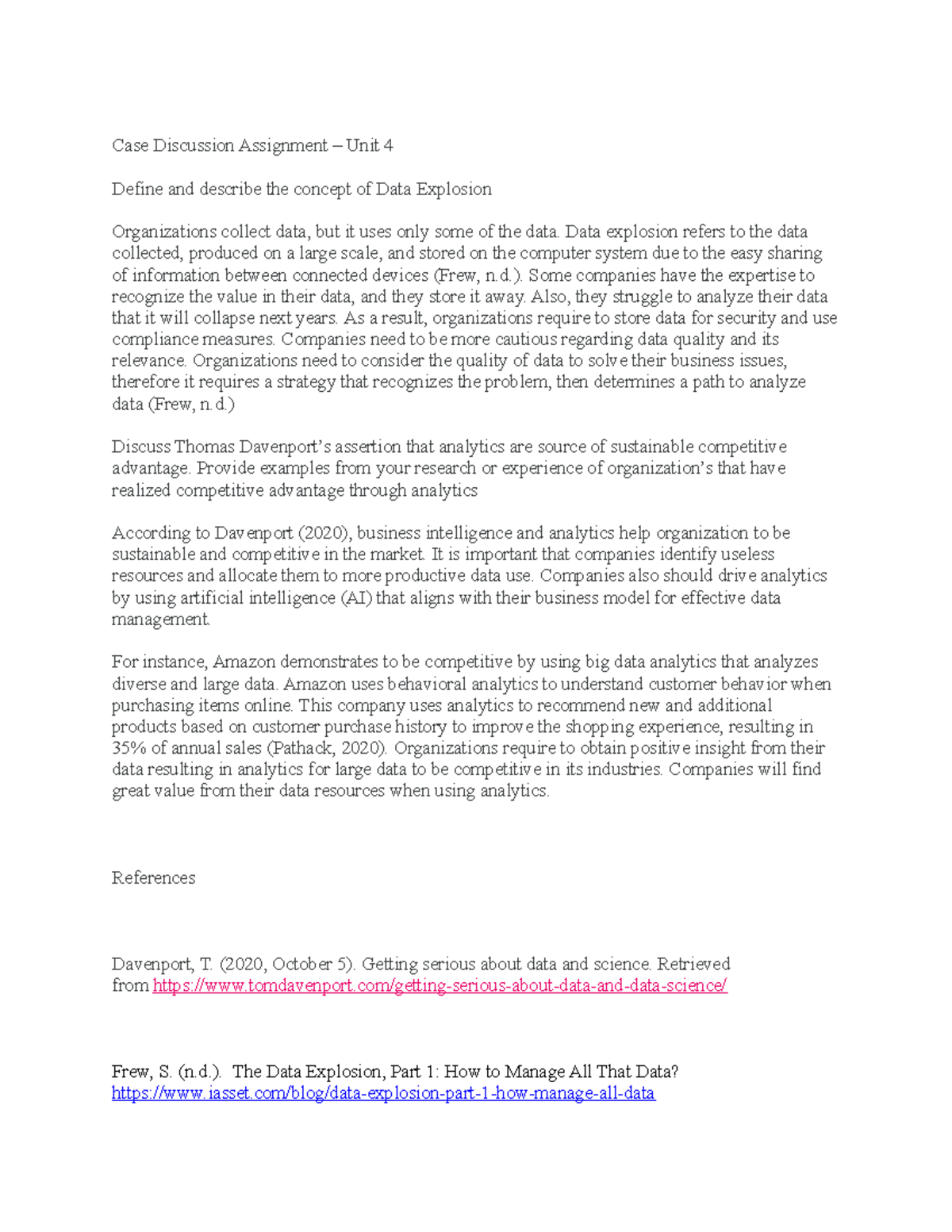 BUS 5114 Case Discussion Assignment -Unit 4 - Case Discussion Assignment – Unit 4 Define and ...