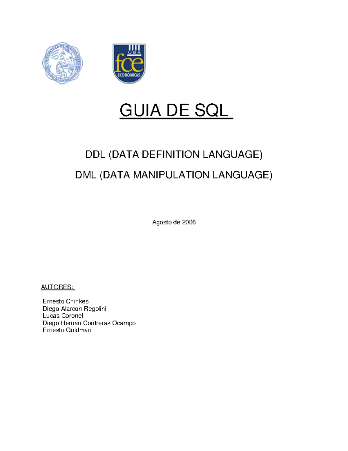 GUIA SQL Integrada VAgosto 2008 - GUIA DE SQL DDL (DATA DEFINITION ...