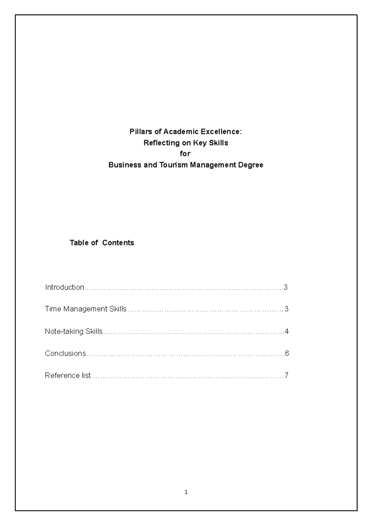 Reflective writing Academic Skills Assessment Module 1 net - Pillars of ...