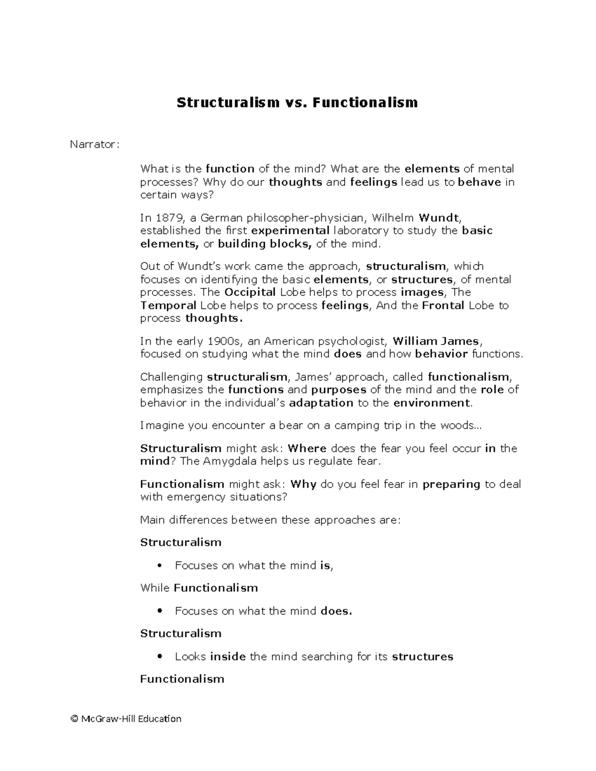 Concept Clip Structuralism vs. Functionalism Transcript - Structuralism ...