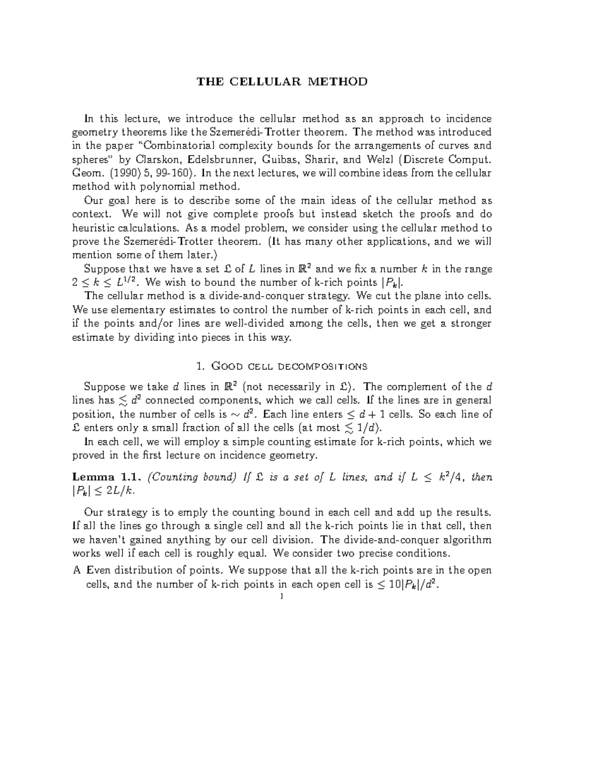 The Polynomial Method Lecture 17 - In this lecture, we introduce the ...